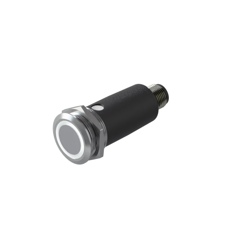 Illuminated pushbutton with connector M12, Ø 22 mm, stainless steel ...