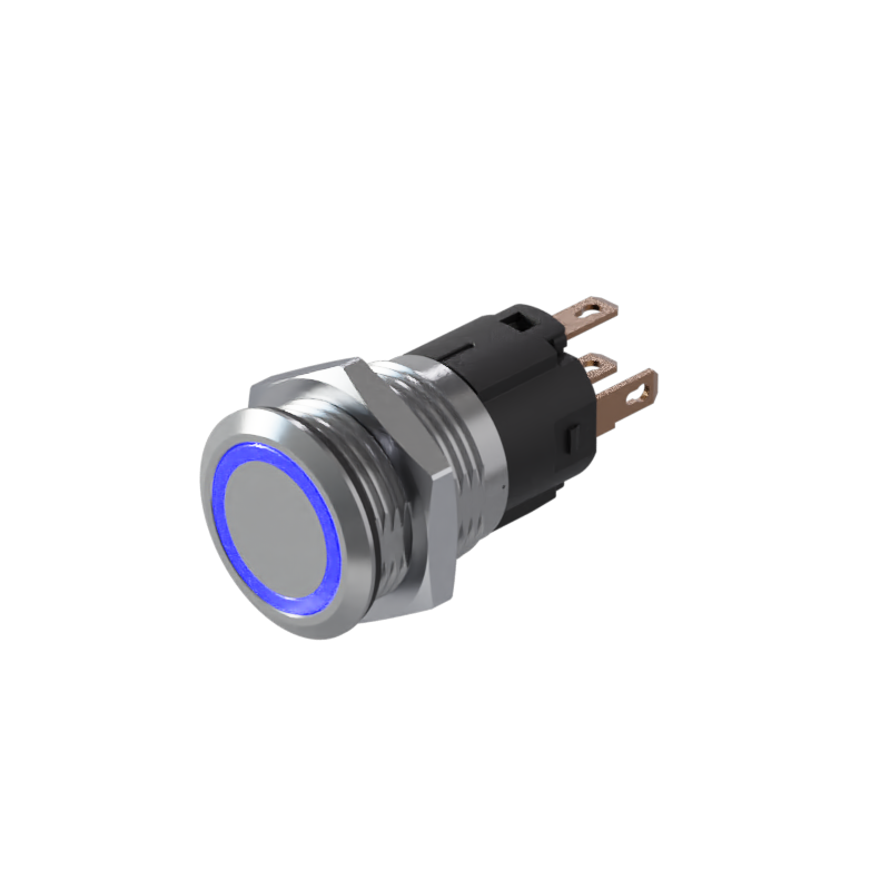 Illuminated pushbutton, Series 82, Ø 18 mm, flush, Silver, IP65, IP67, Plug-in terminal, 2.8 x 0 ...