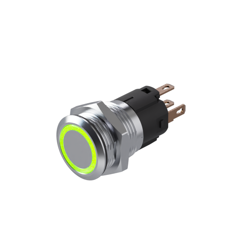 Pulsador luminoso, Serie 82, Ø 18 mm, rasante, Plata, IP65, IP67 ...