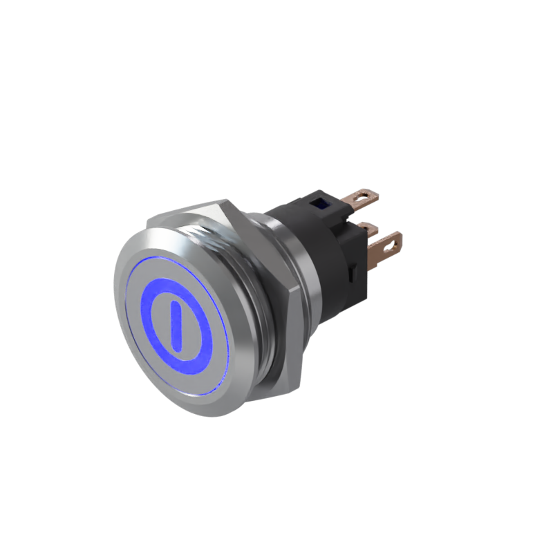 Illuminated pushbutton, Series 82, Ø 25 mm, flush, Silver, IP65, IP67 ...
