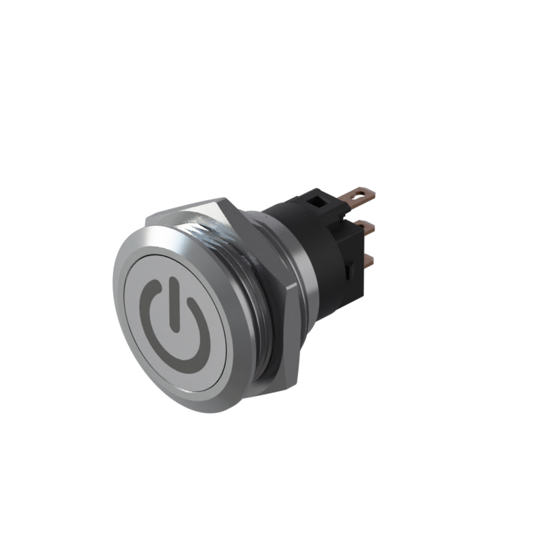 Pushbutton, Series 82, Ø 25 mm, Flush, Silver, IP65, IP67, Plug-in terminal, 2.8 x 0.5 mm | 82 ...